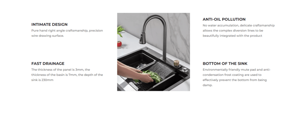 Waterfall Stainless Steel Kitchen Sink Buy Online on Lifetime Bath ...