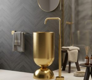 Wine Glass Gold Freestanding Stainless Steel Pedestal Basin | Brushed ...